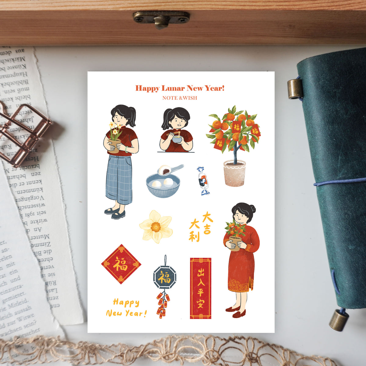 Lunar New Year Girls - Washi Sticker Sheet– Note And Wish