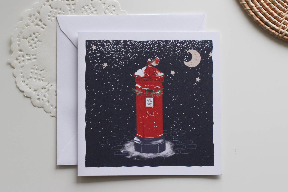 Winter Post Box Greeting Card– Note And Wish